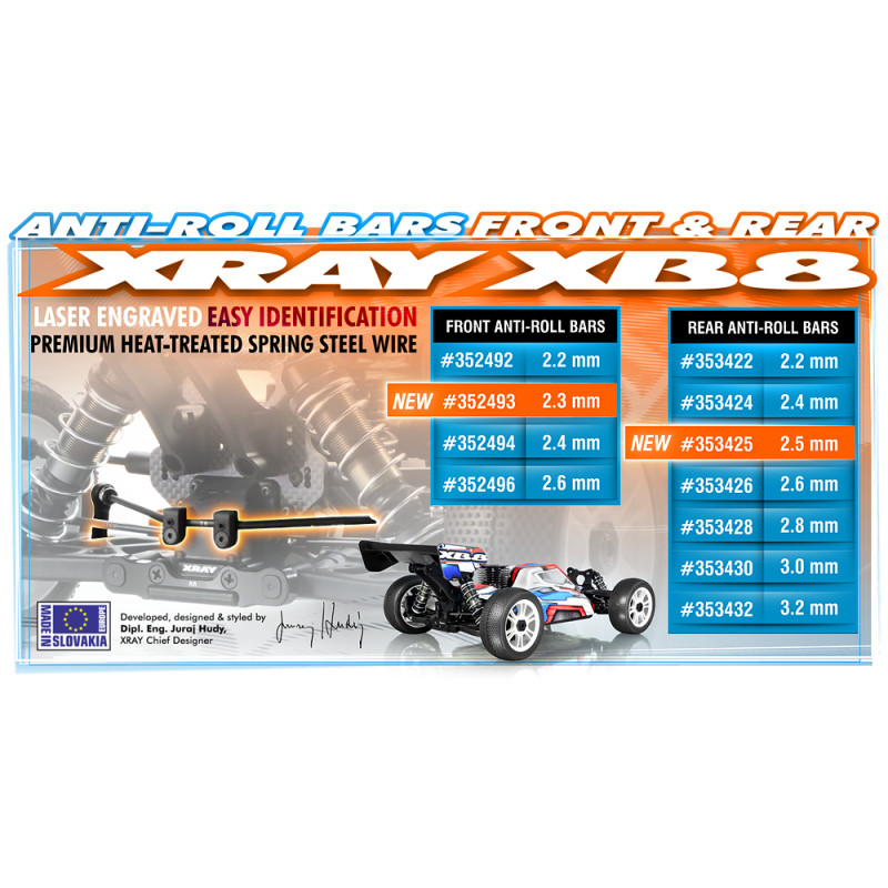 XB8 FRONT ANTI-ROLL BAR 2.3MM - 352493 - XRAY