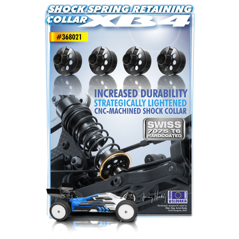 ALU SHOCK SPRING RETAINING COLLAR (4) - 368021 - XRAY