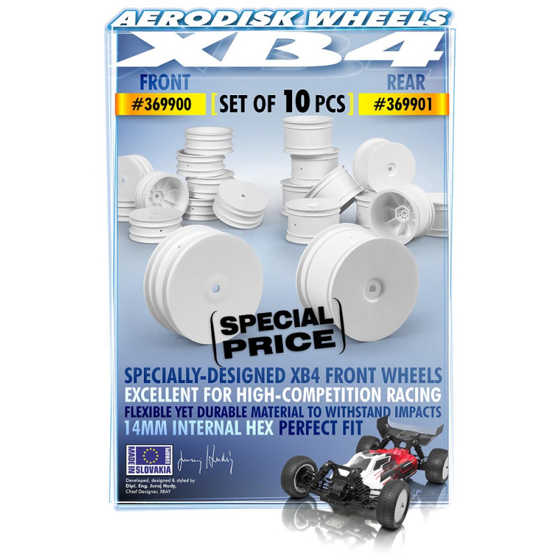 4WD REAR WHEEL AERODISK WITH 14MM HEX - WHITE (10) - 369901 - XRAY