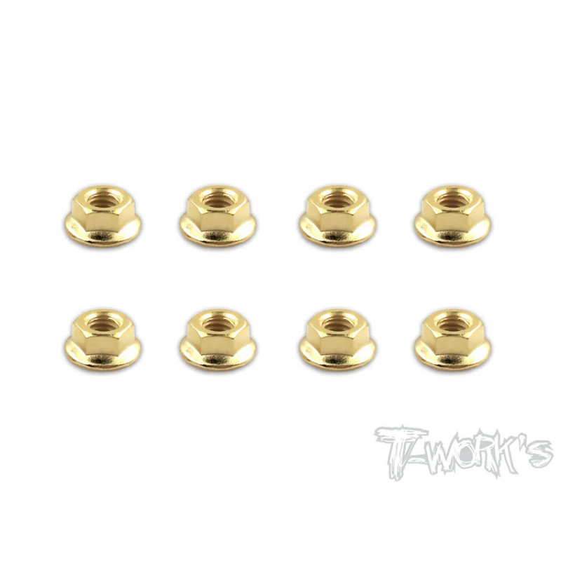 Golden Plated Serrated M4 Wheel Nuts (8 pcs) - T-WORKS - GSS-4SN